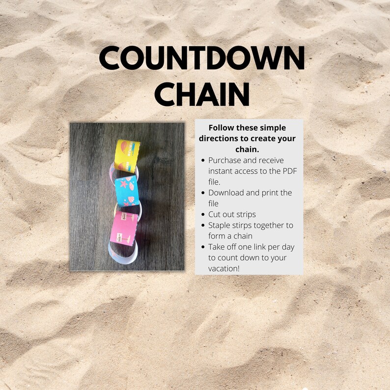 Vacation Countdown Chain, Countdown Printable, Trip Countdown Printable ...