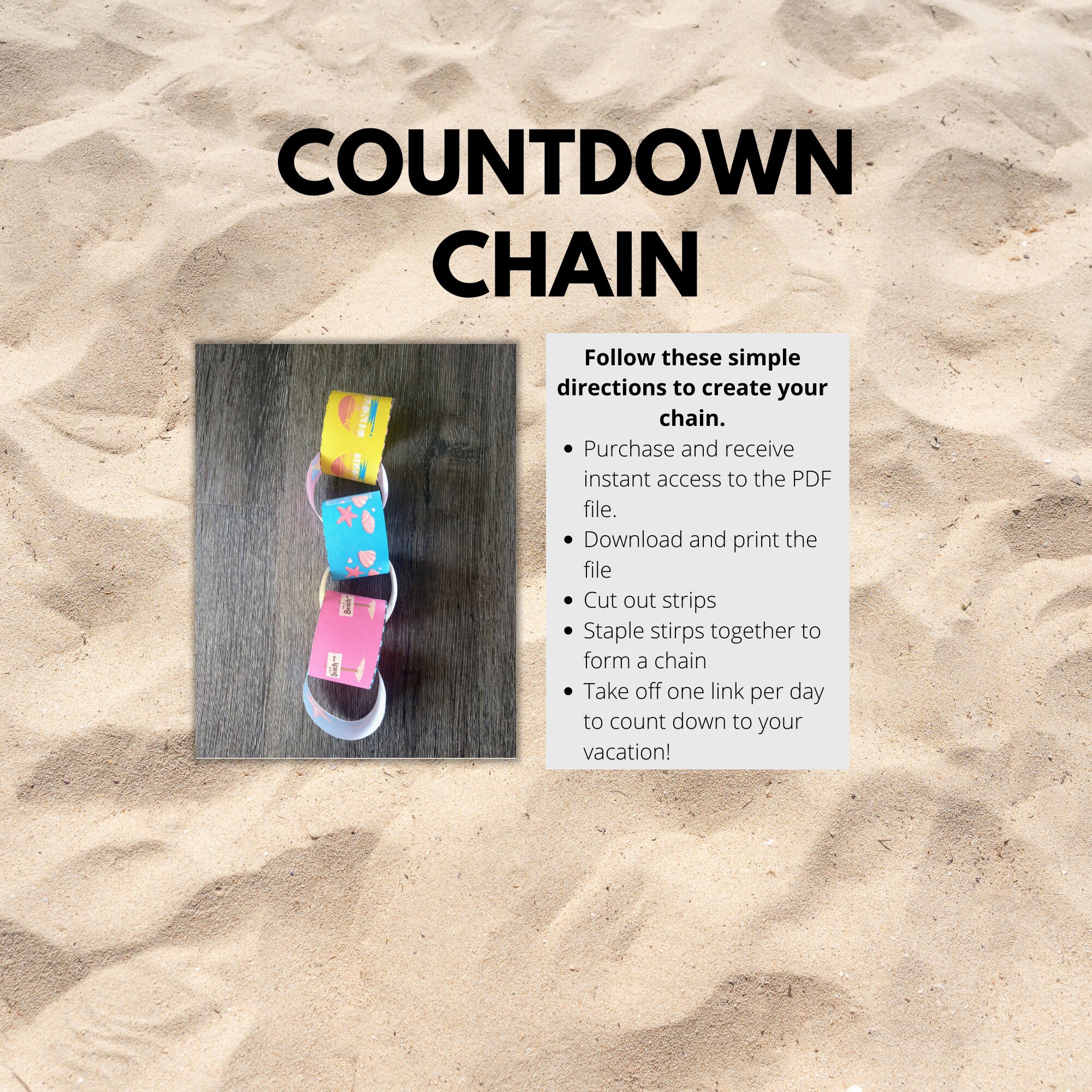 Vacation Countdown Chain, Countdown Printable, Trip Countdown Printable ...