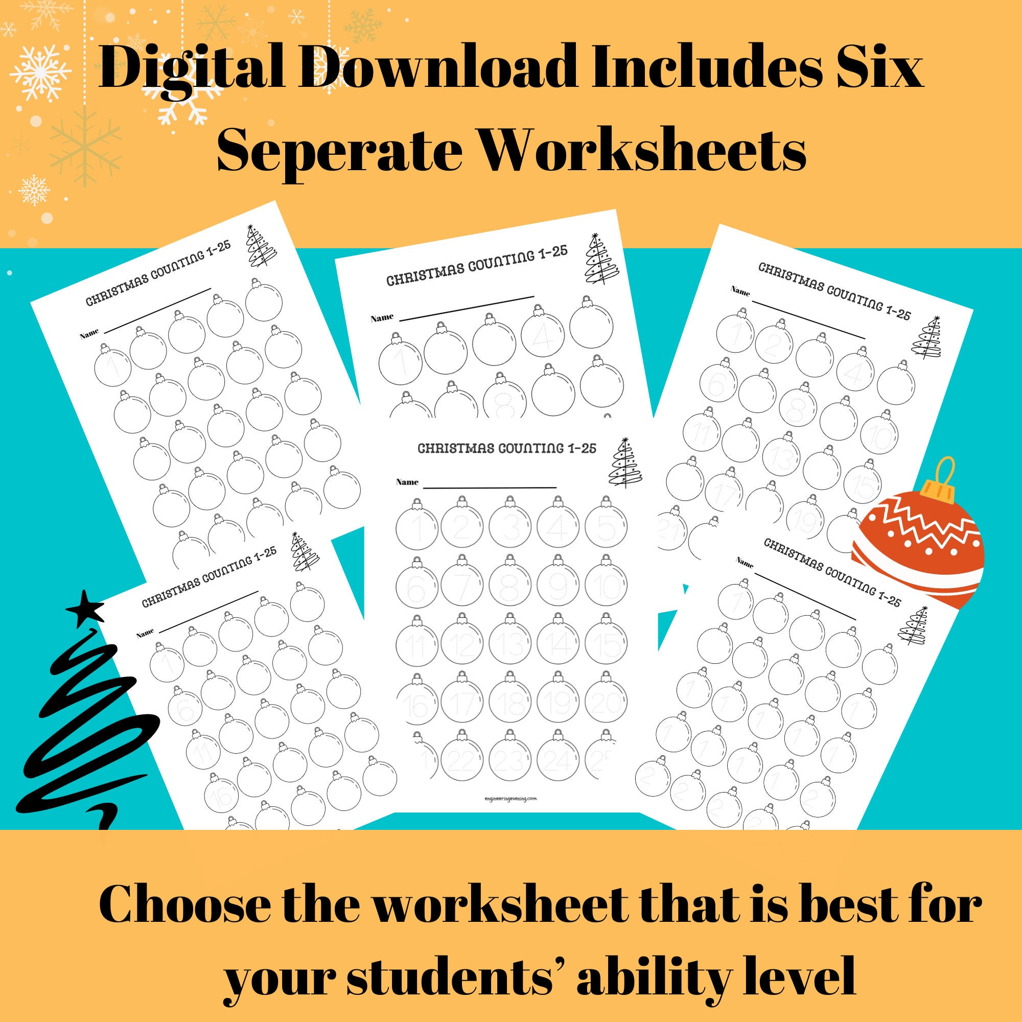 Christmas Number Tracing Printable, Number Writing Worksheets, Numbers ...