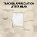 Teacher Appreciation Note, Teacher Thank You Letter, End of Year Letter ...