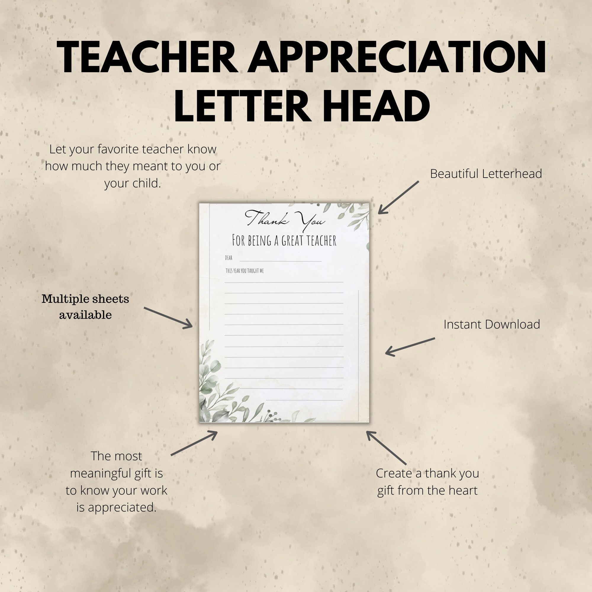 Teacher Appreciation Note, Teacher Thank You Letter, End of Year Letter ...