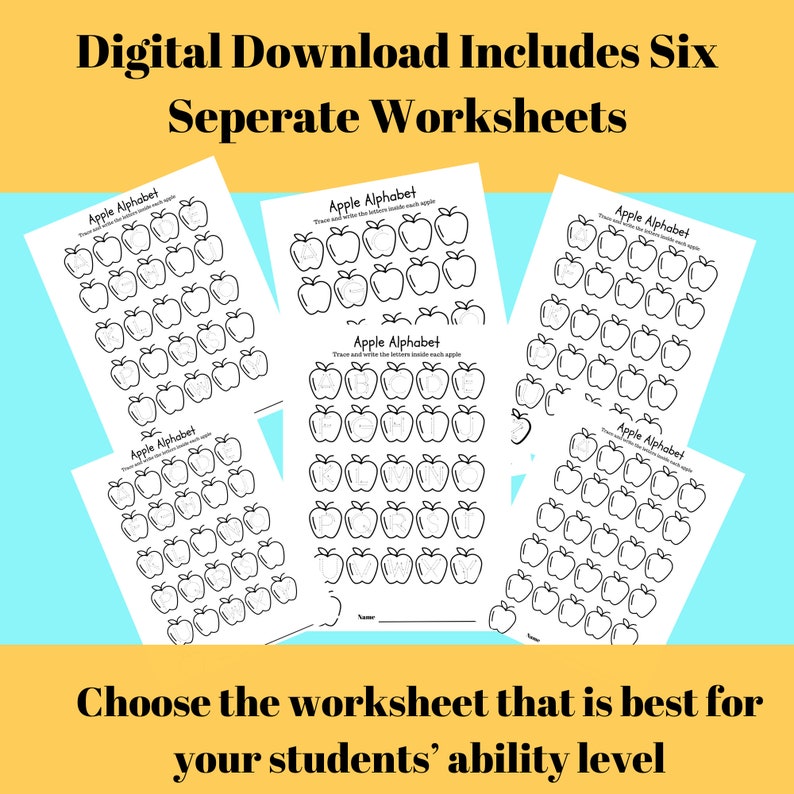 Uppercase Letter Writing Worksheet, Apple Handwriting Letter Tracing ...