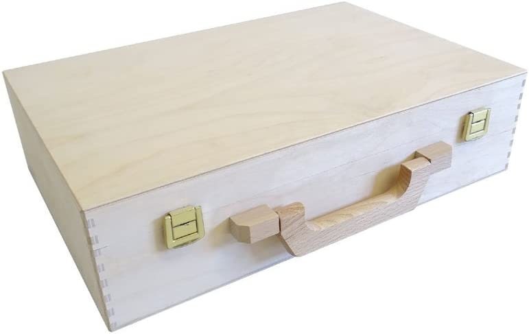 Natural Wooden Case Briefcase Storage Case Craft Case & Painting Case ...