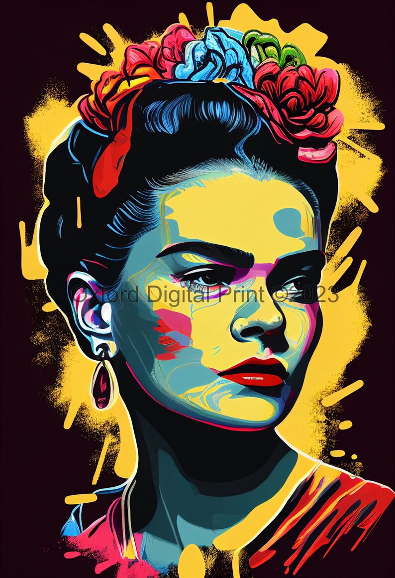Frida Kahlo Printable Pop-art Portrait Wall Art Funky Pop-art Poster ...