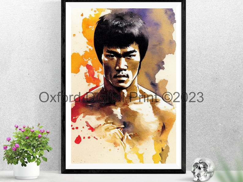 Bruce Lee Printable Watercolour Portrait Wall Art Pop-art Poster ...