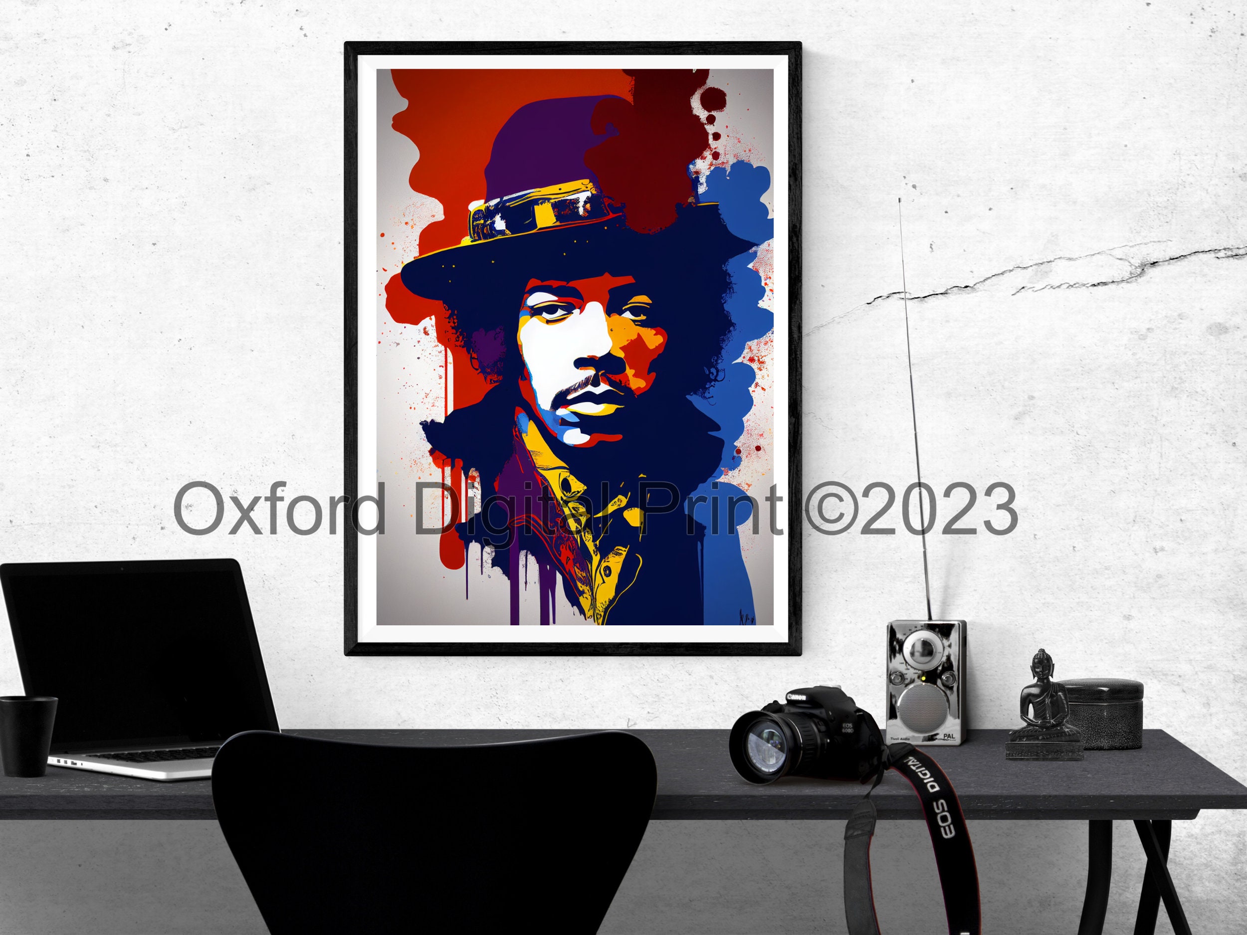 Jimi Hendrix Printable Pop-art Portrait Wall Art Funky Pop-art Poster ...