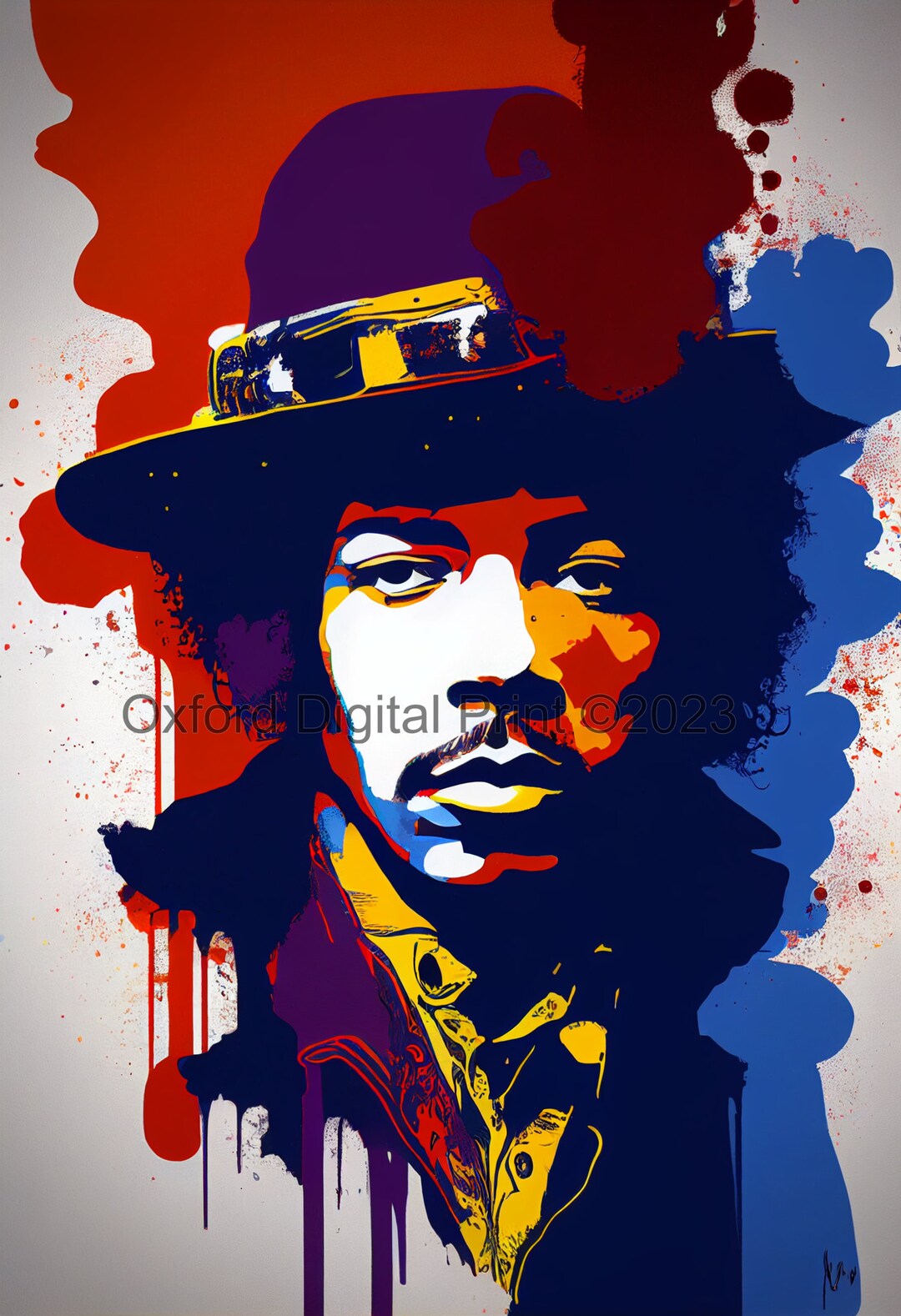 Jimi Hendrix Printable Pop-art Portrait | Wall Art | Funky Pop-art ...