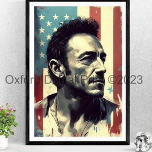 Bruce Springsteen Printable Pop-art Portrait | Wall Art | Funky Pop-art ...