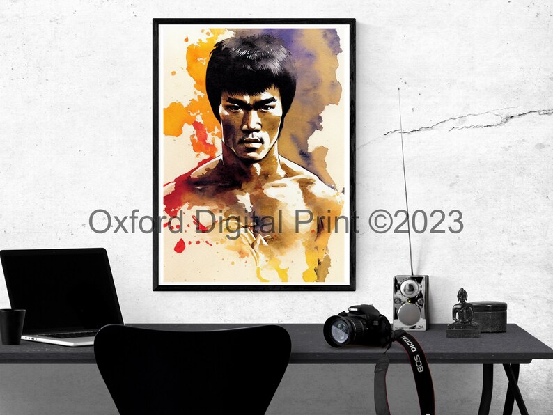 Bruce Lee Printable Watercolour Portrait Wall Art Pop-art Poster ...