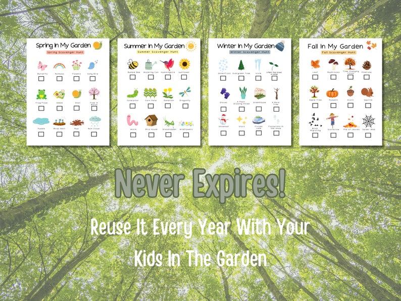 Kids Seasonal Garden Scavenger Hunt Nature Inspired Homeschool ...