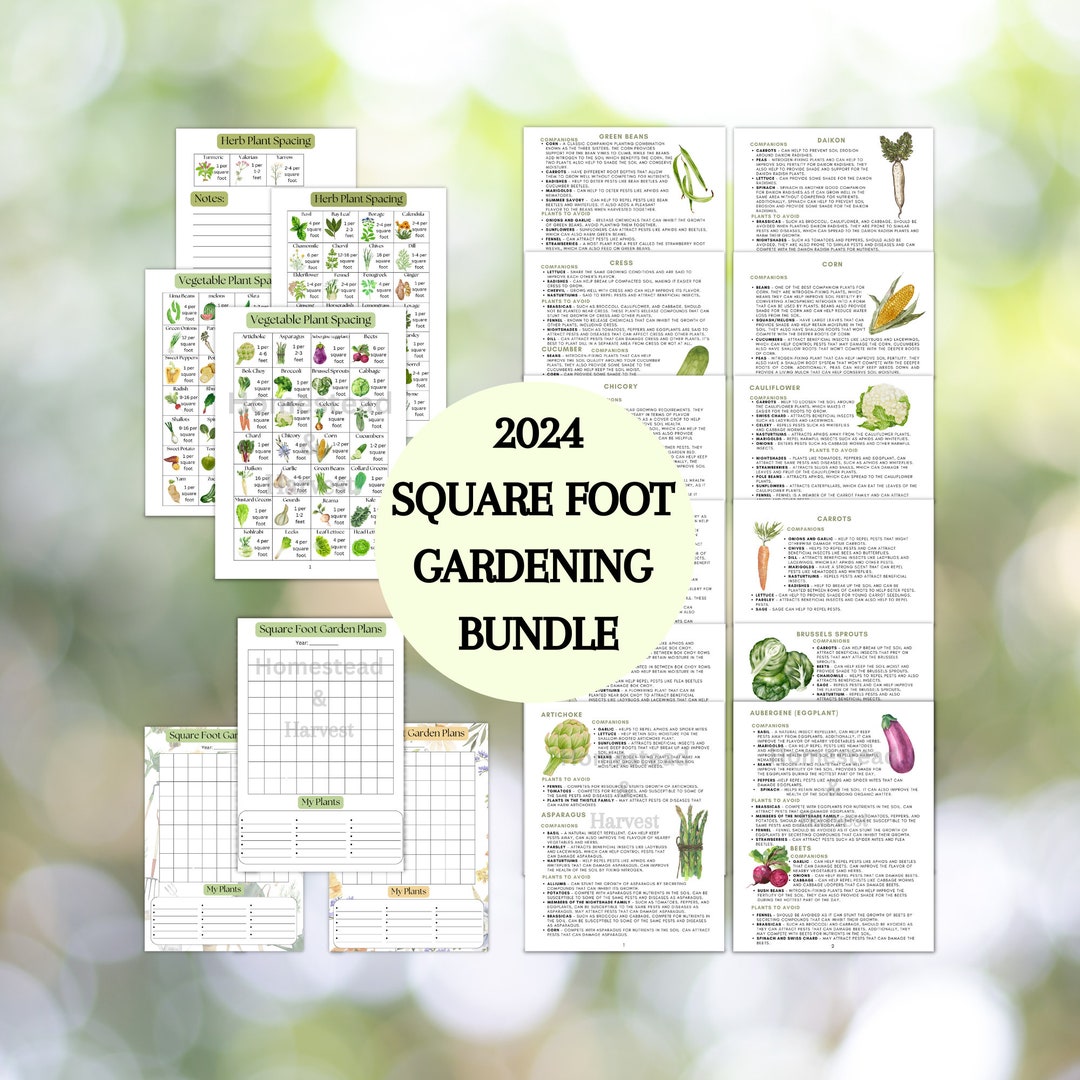 Square Foot Gardening Guide Printable Grid Gardening Planner Companion ...