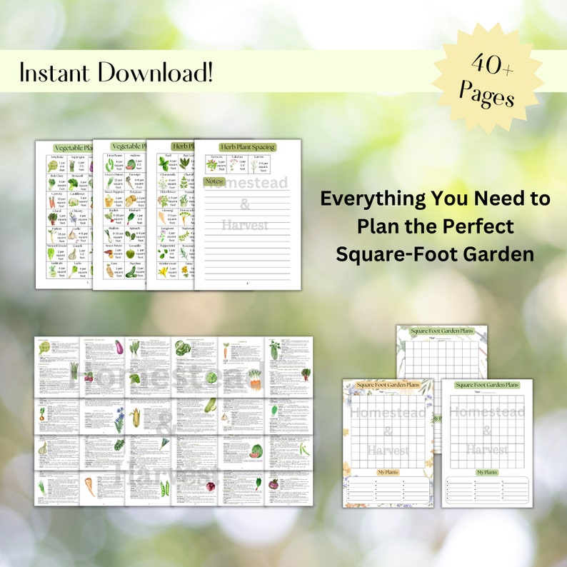 Square Foot Gardening Guide Printable Grid Gardening Planner Companion ...