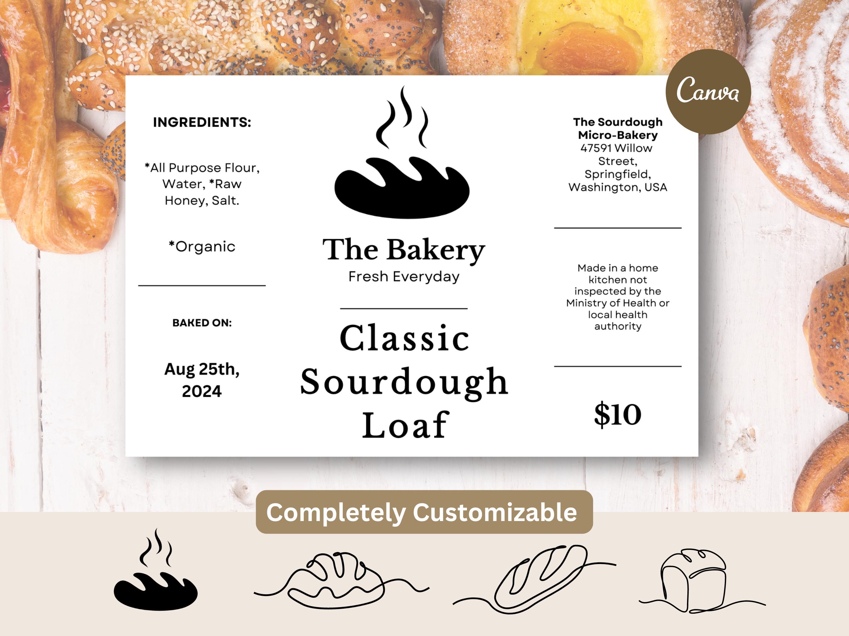 Customizable Cottage Law Home Bakery Label Microbakery Ingredient Food ...