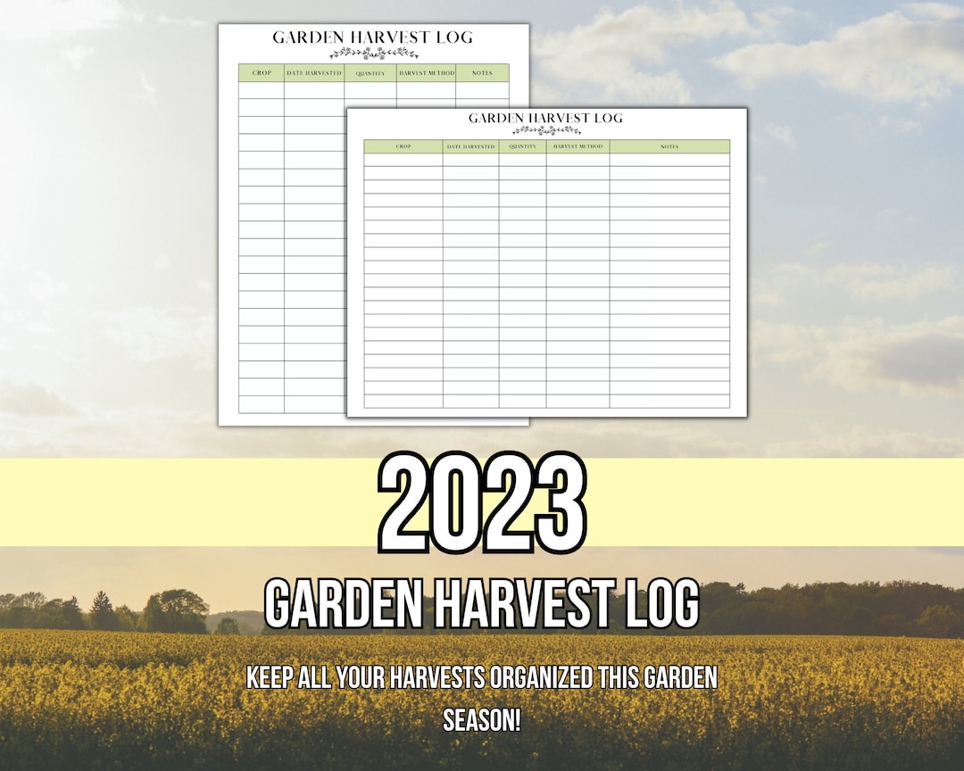 2023 Garden Harvest Tracker Market Gardener Harvest Record Log Self ...