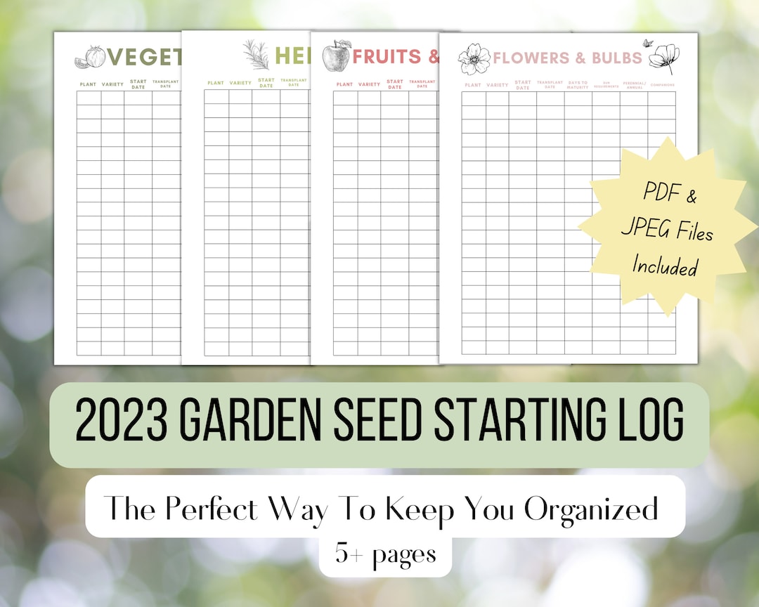 Garden Seed Starting Log Printable Seedling Organizer New - Etsy