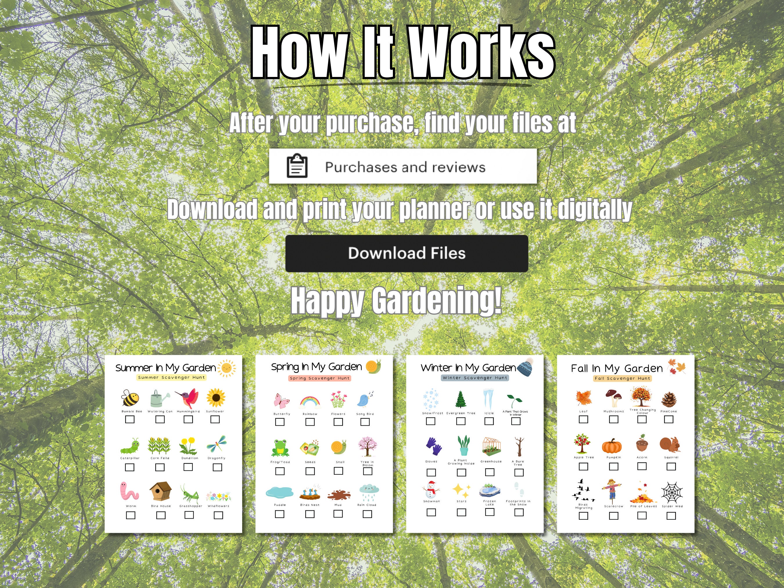 Kids Seasonal Garden Scavenger Hunt Nature Inspired Homeschool ...
