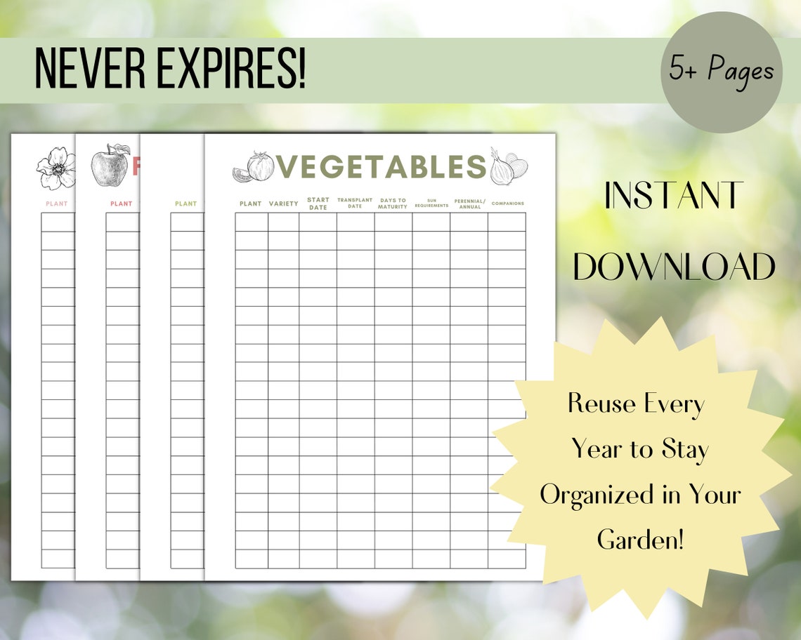 Garden Seed Starting Log Printable Seedling Organizer New - Etsy