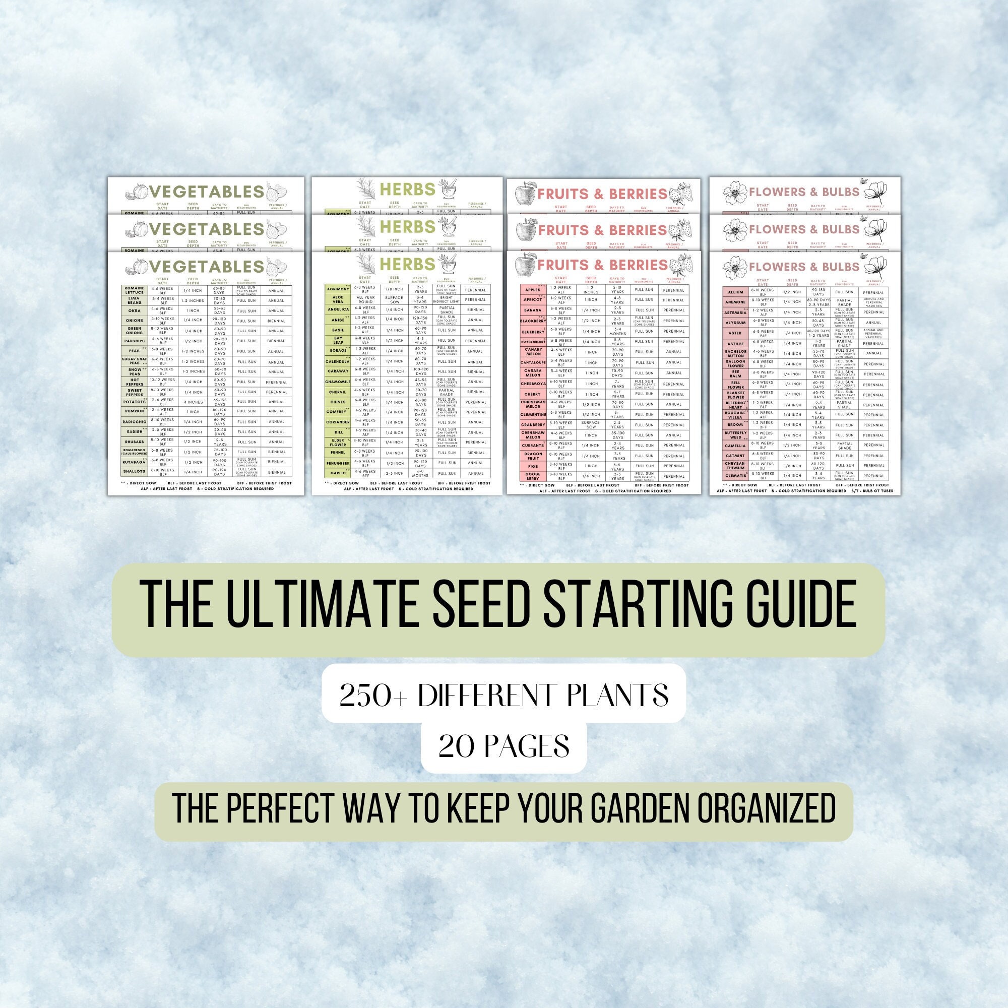 Whole Garden Seed Starting Cheat Sheet Homesteading Seed Sowing Guide ...