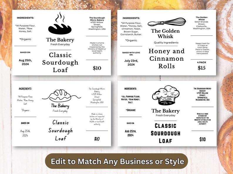 Customizable Cottage Law Home Bakery Label Microbakery Ingredient Food ...