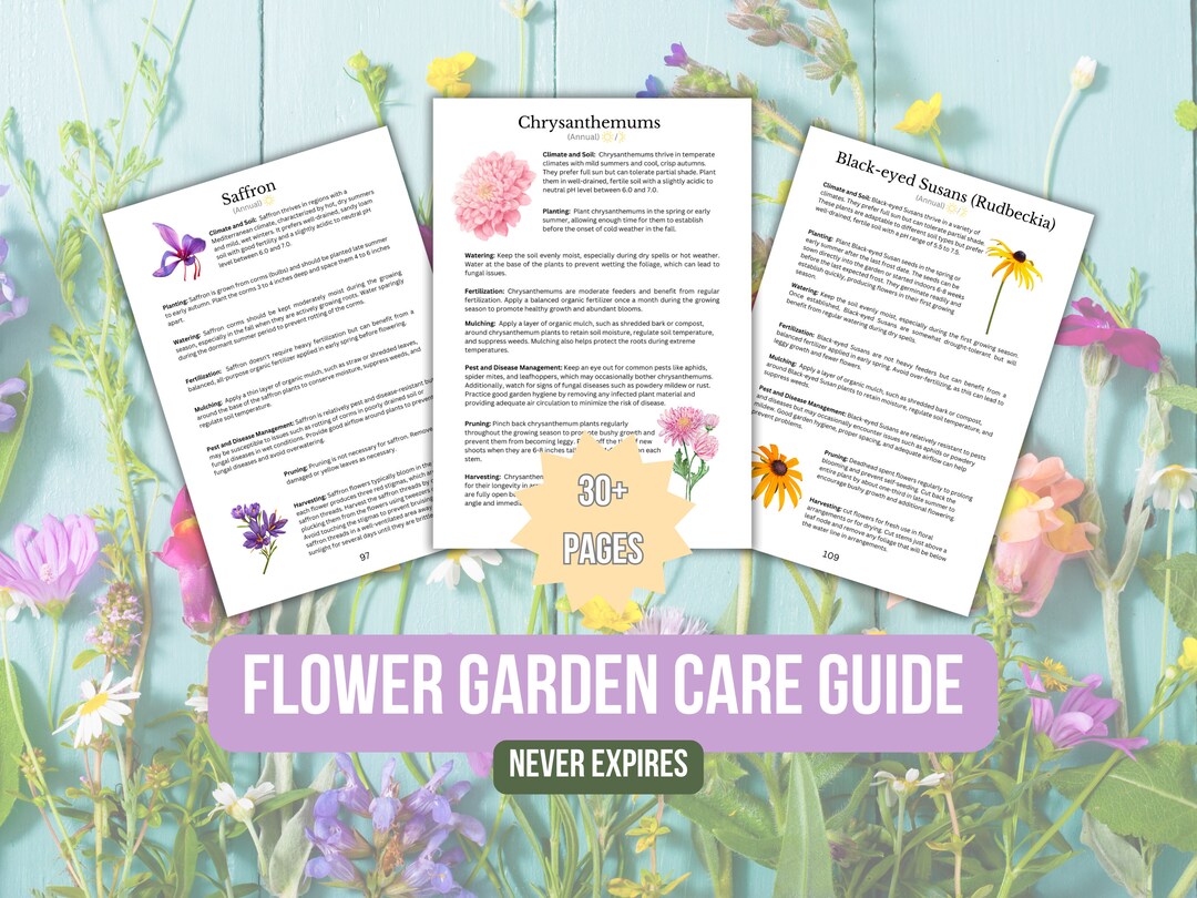 2024 Flower Garden Care Cheatsheet Gardening Book Homestead Gift Cut ...