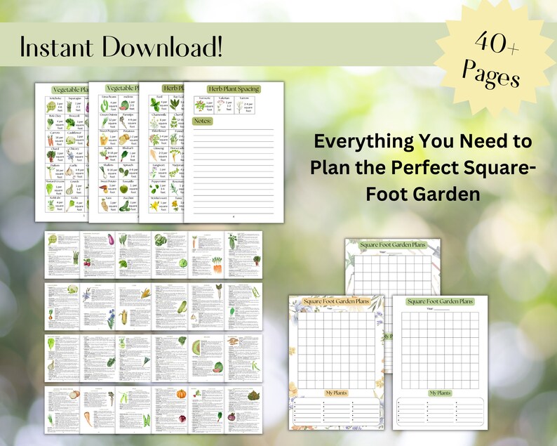 Square Foot Gardening Guide Printable Grid Gardening Planner - Etsy
