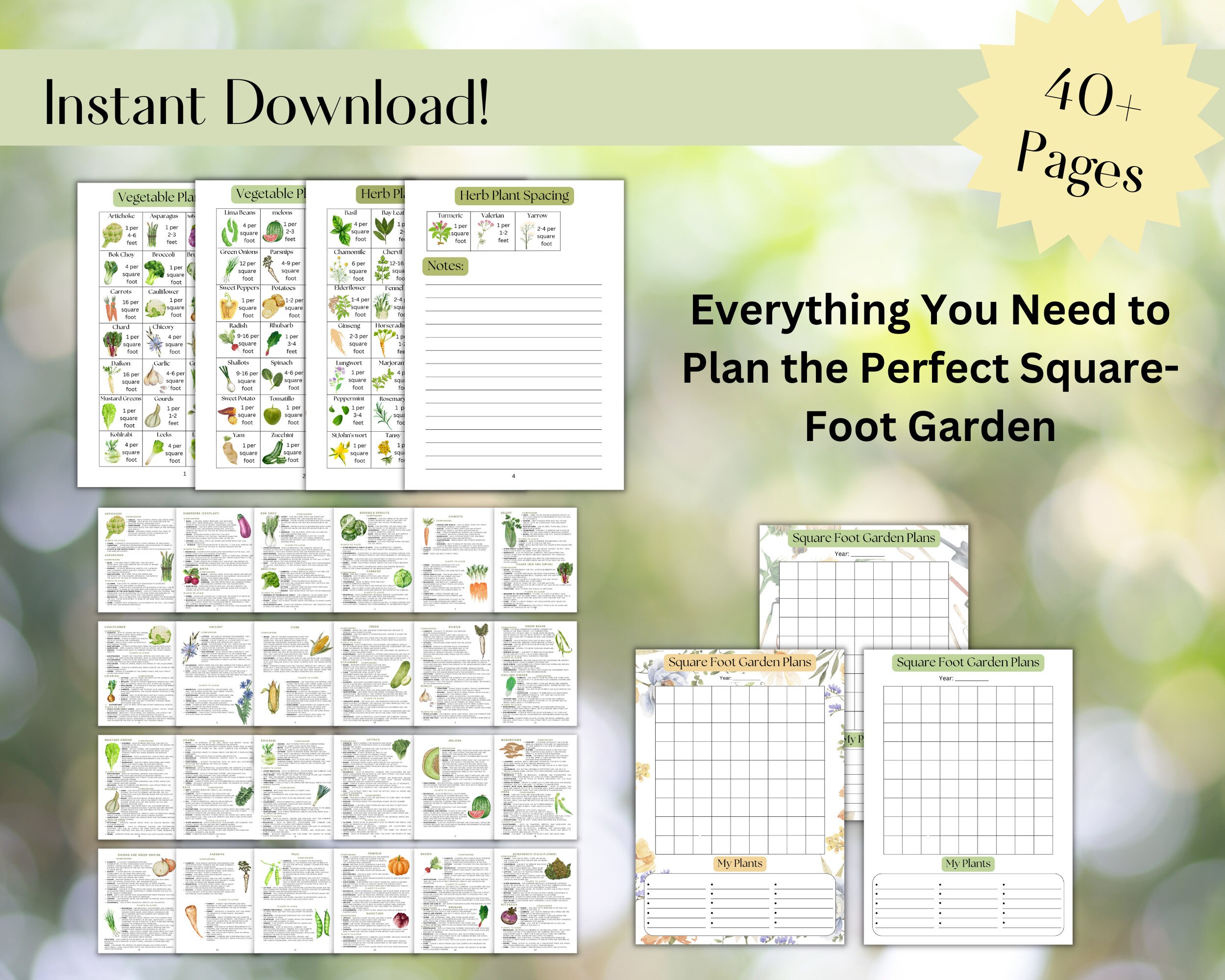 Square Foot Gardening Guide Printable Grid Gardening Planner - Etsy