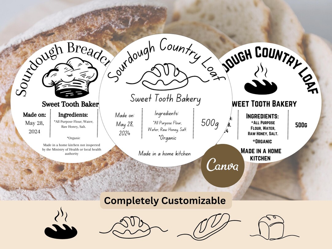 Home Bakery Label Customizable Ingredient Food Sticker Small Business ...