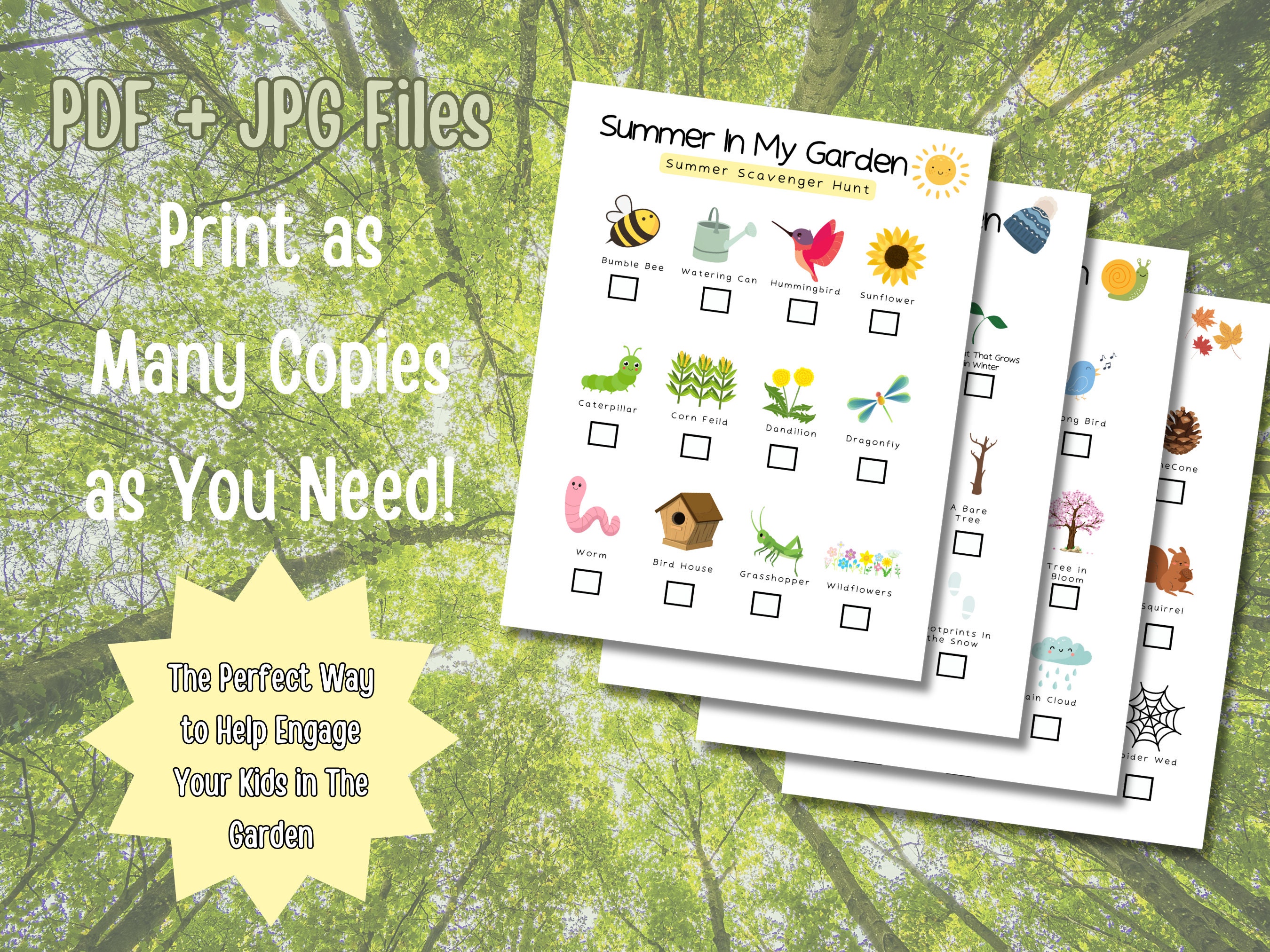 Kids Seasonal Garden Scavenger Hunt Nature Inspired Homeschool ...