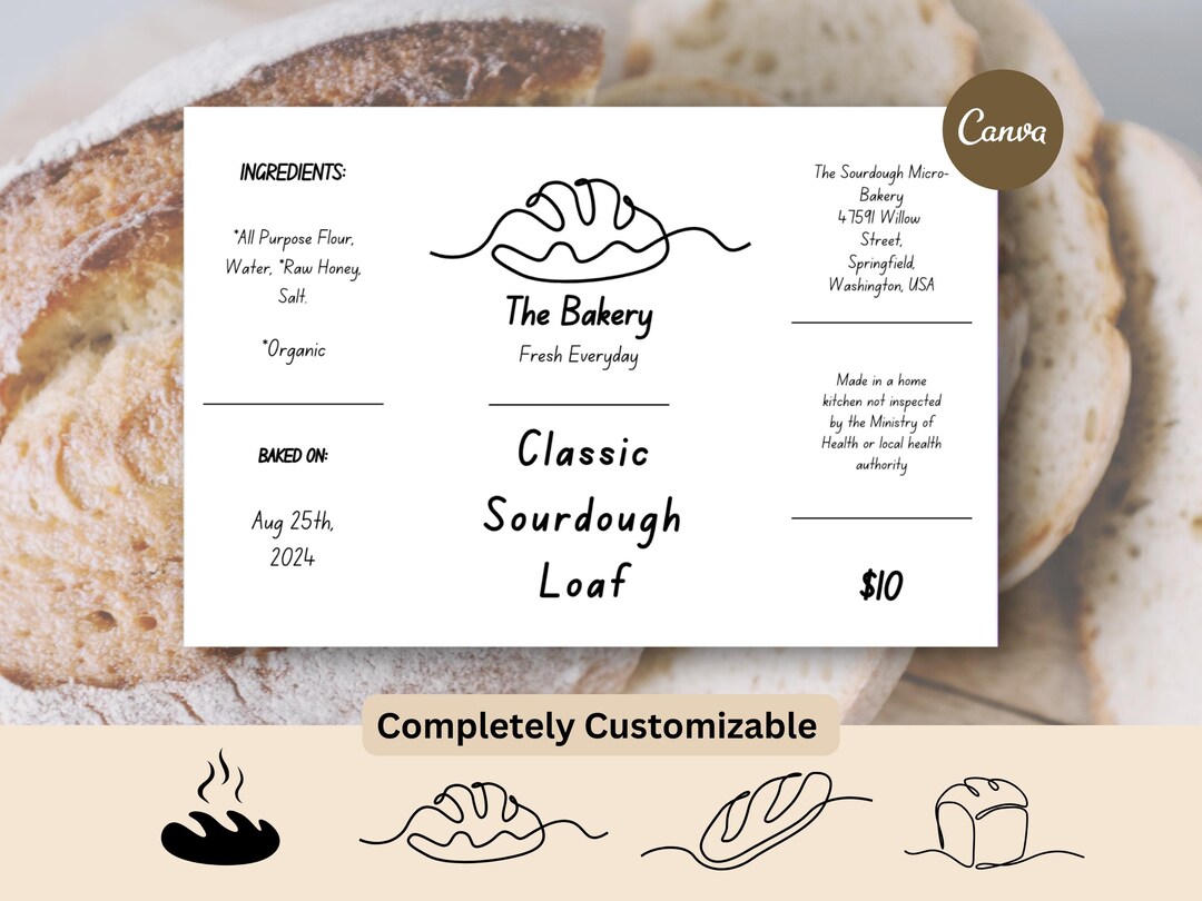 Cottage Law Bakery Labels Home Microbakery Label Ingredient Food ...