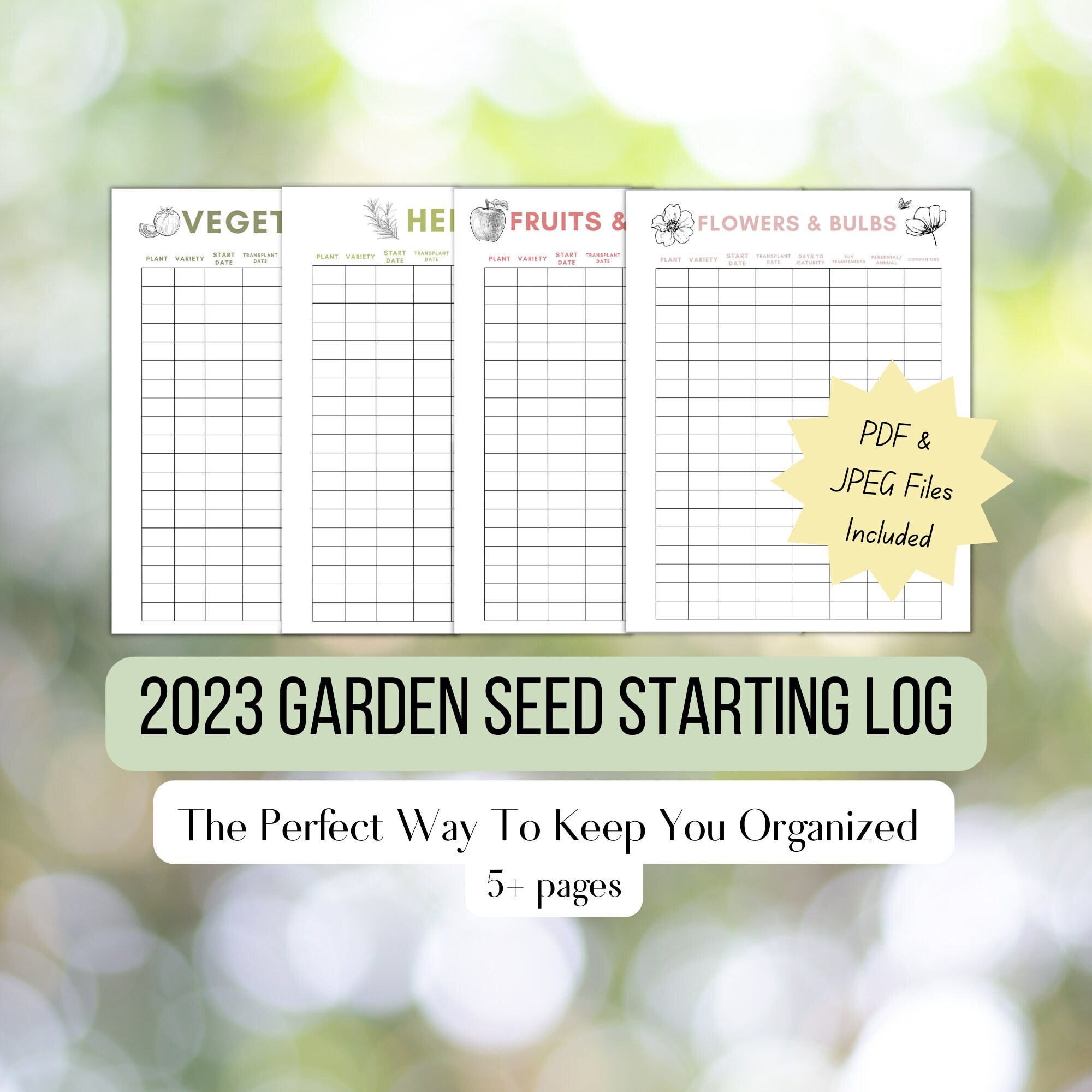 Garden Seed Starting Log Printable Seedling Organizer New Garden ...