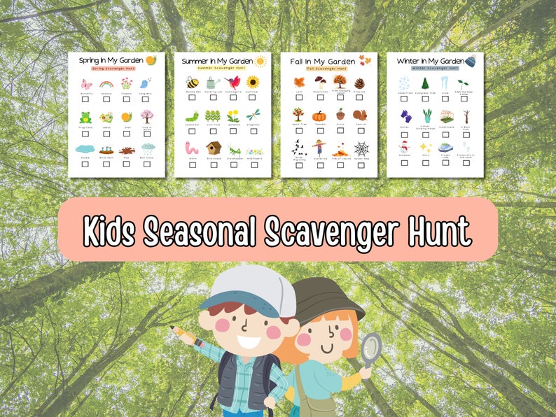 Kids Seasonal Garden Scavenger Hunt Nature Inspired Homeschool ...