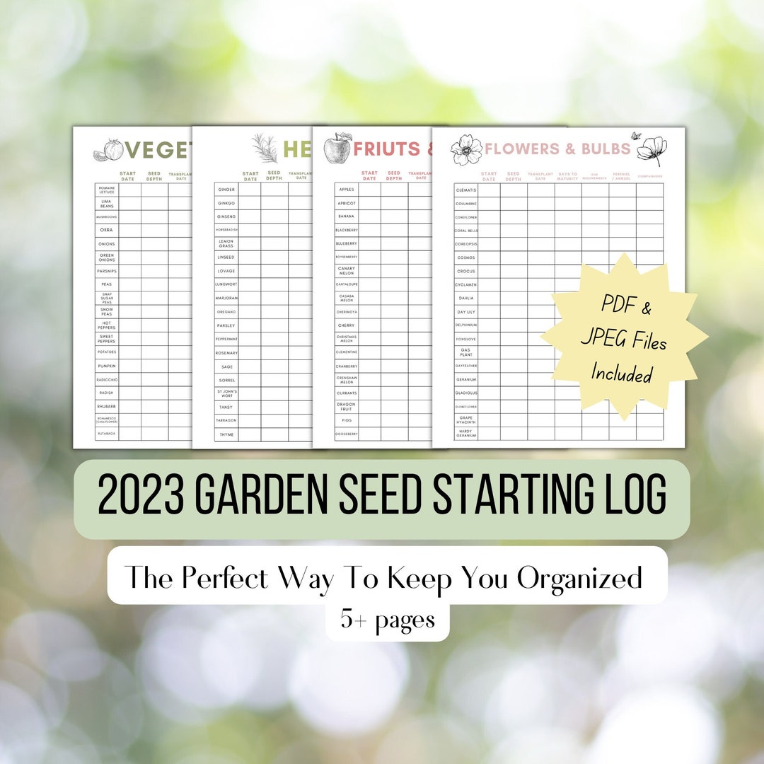 2023 Seed Staring Guide Garden Log Planner Printable Starting Seeds Spring Gardener Journal ...