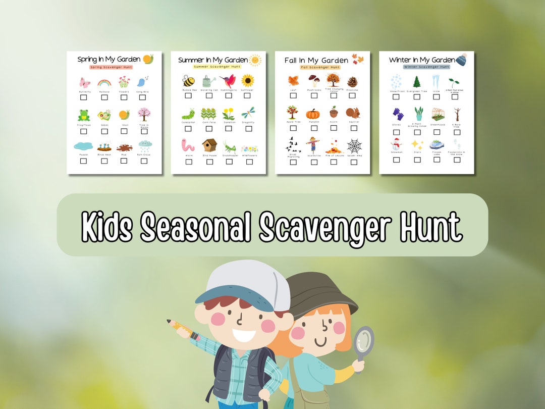 Kids Seasonal Garden Scavenger Hunt Nature Inspired Homeschool ...