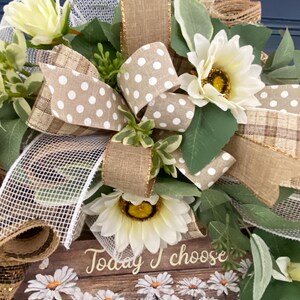 Rustic Daisy Wreath, Inspirational Sign, Handmade Burlap Mesh Wreath ...