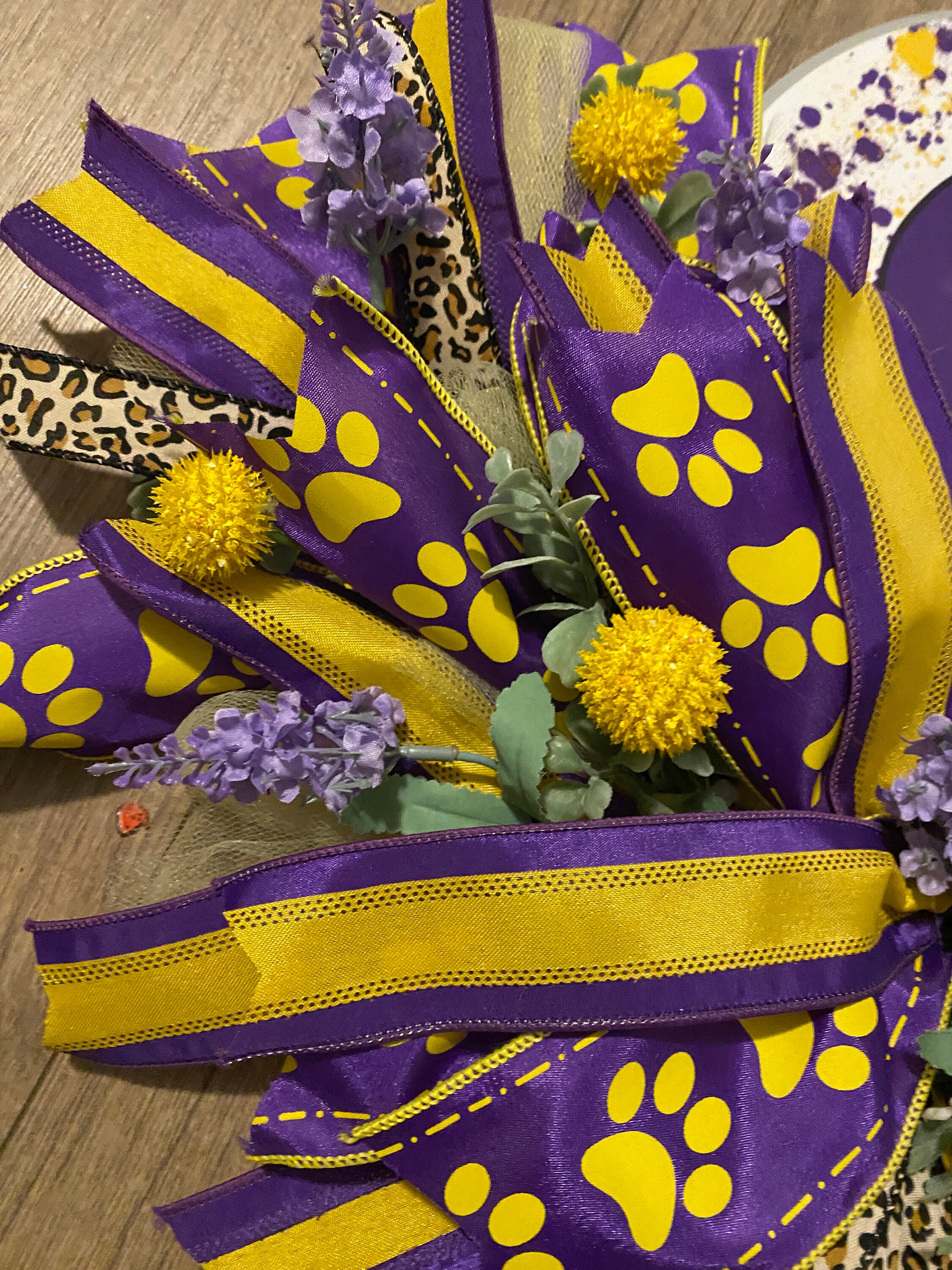 Purple and Gold Football Team Wreath, Handcrafted Sports Fan Decor ...