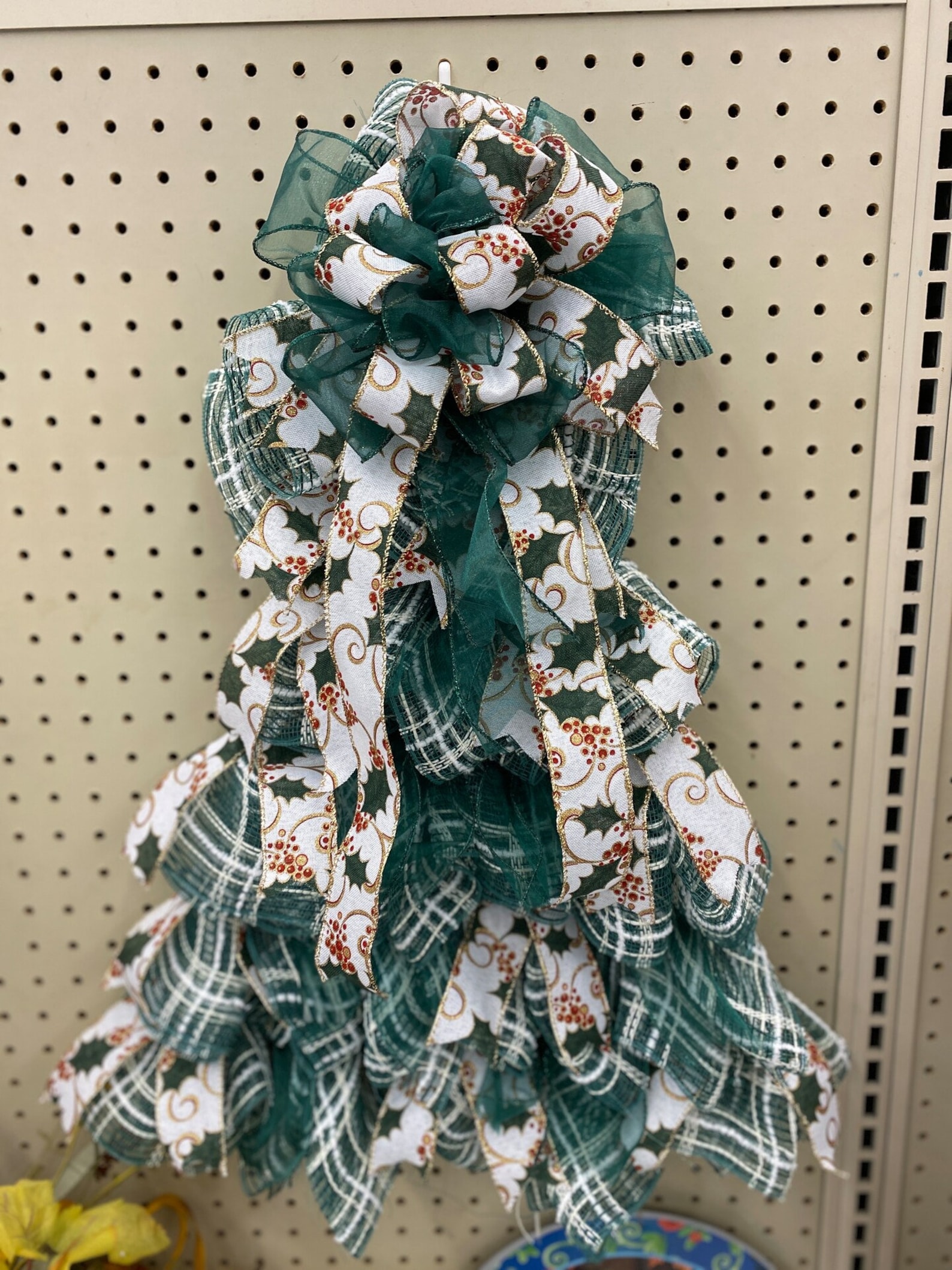 Christmas Tree Ribbon Decoration, Handmade Holiday Decor, Festive Green ...