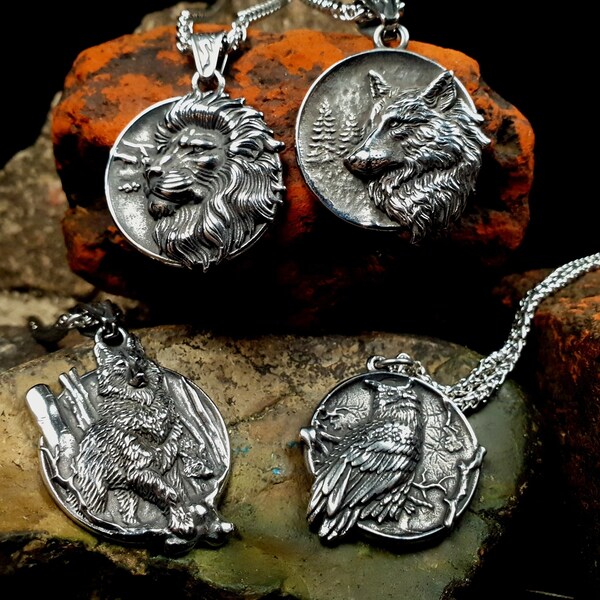 Wolf Necklace for Men - Etsy