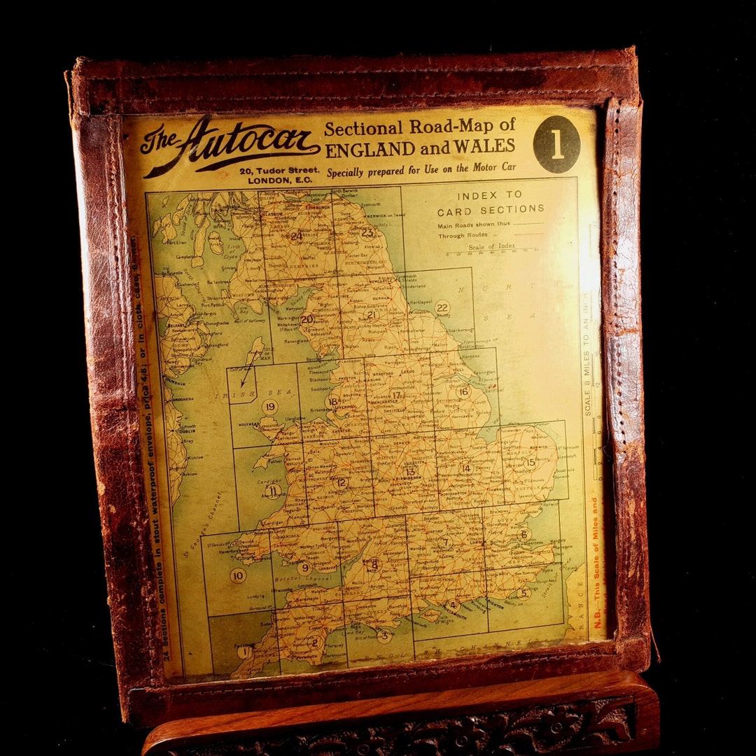 1930 Vintage Road Map of England & Wales Old Collectible Sectional Map ...
