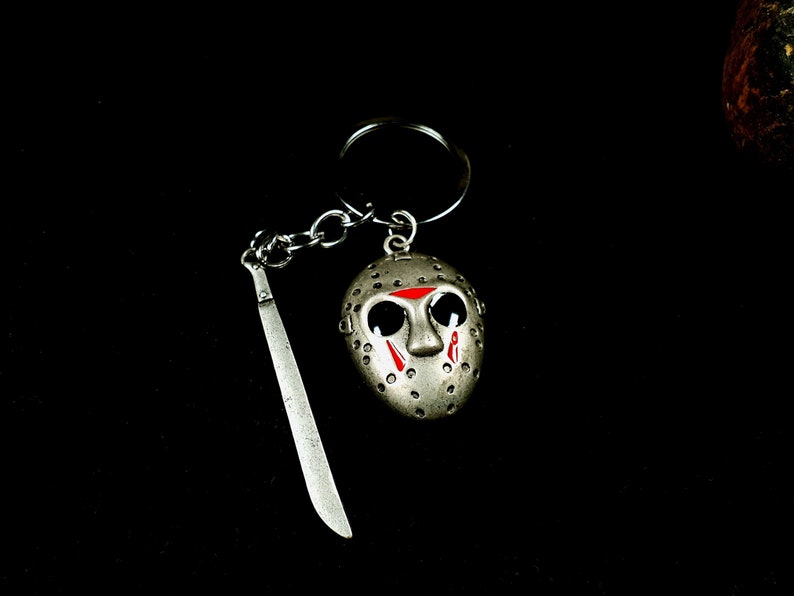 Friday the 13th Mask Keychain Jason Voorhees Mask and Weapon - Etsy