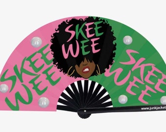 Alpha Kappa Alpha Inspired Large Hand Fan Pinkies and Pearls AKA Pink ...