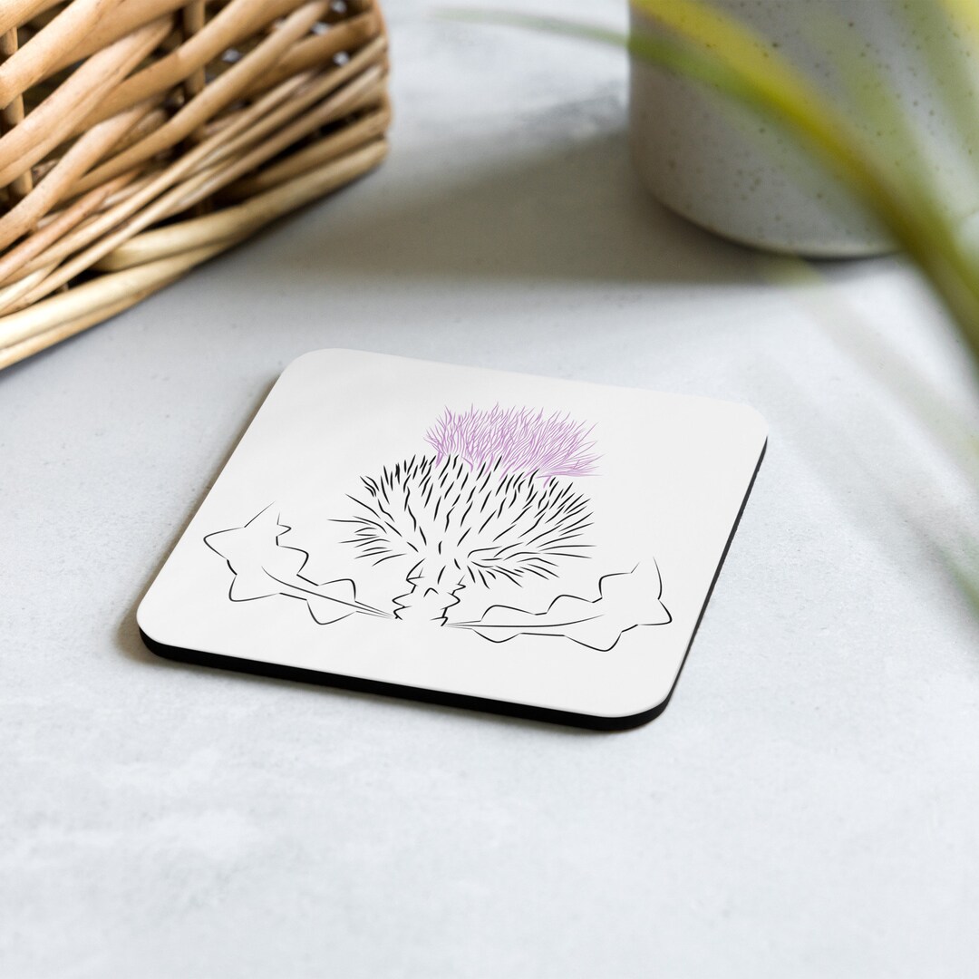 Cork-back Coaster Thistle Scotland Scottish Purple - Etsy