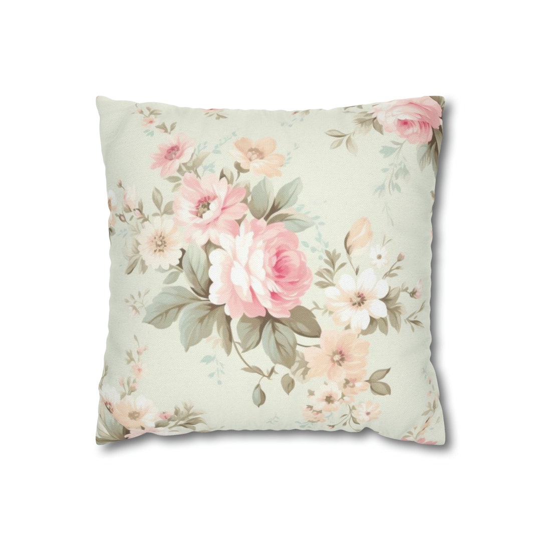 Coquette Home Decor Square Pillow Case, Coquette Floral Pastel Pillow ...