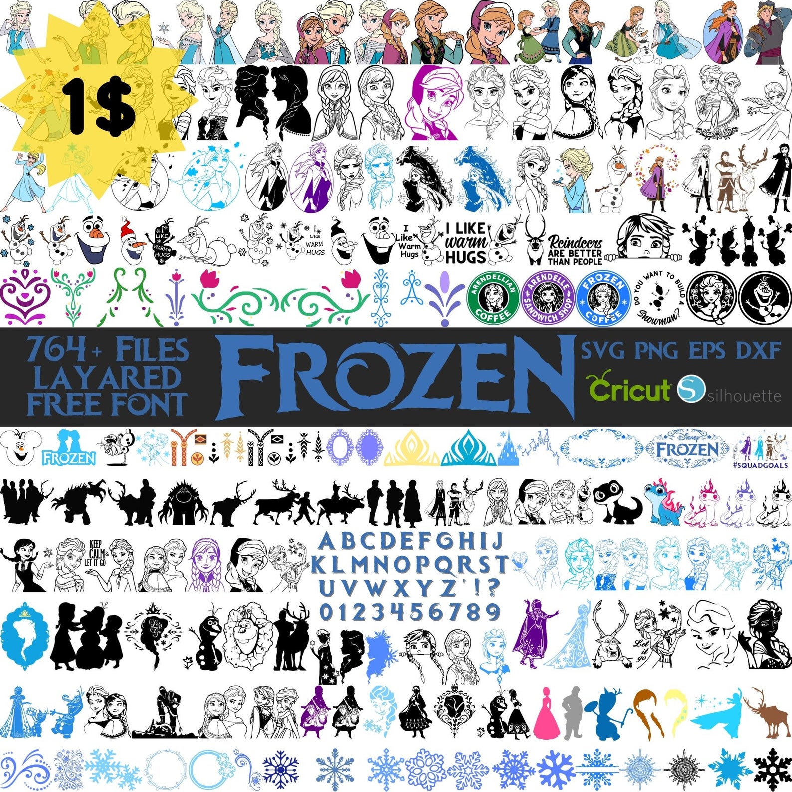 764 Frozen Svg, Frozen Bundle, Frozen Clipart, Frozen Png, Frozen Font ...