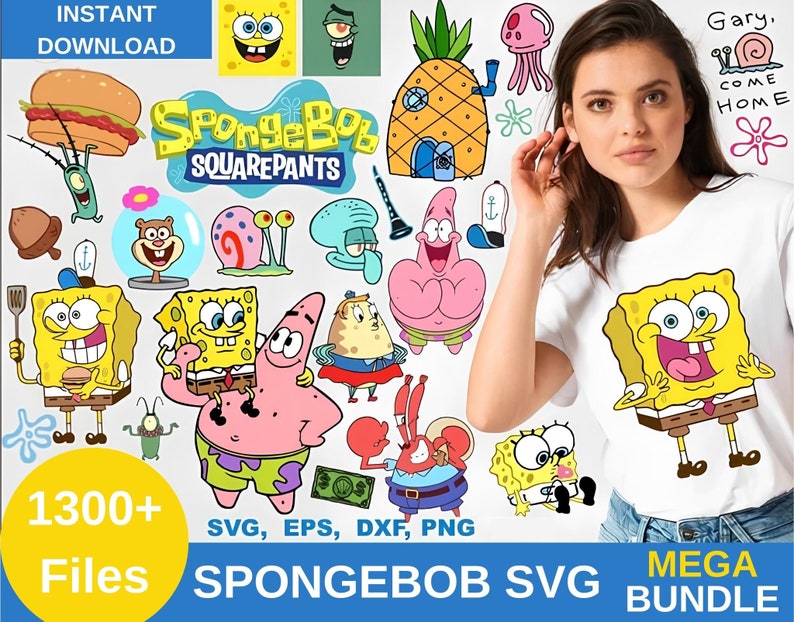 Spongebob Bundle Svg 1300 Dateien Spongebob Svg Eps Png Für Etsy De
