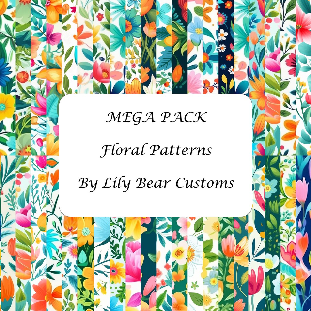 Bright Spring Floral Seamless 40 Pattern Mega Bundle Digital Art Papers ...