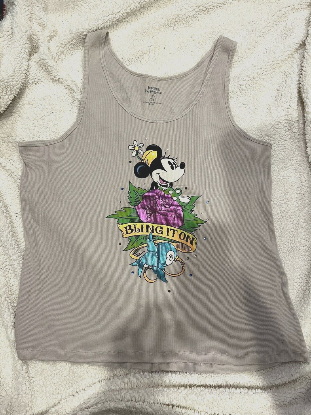 Disney Minnie Mouse Adult 3x Minnie Mouse Tank Top Taupe Bling It On - Etsy