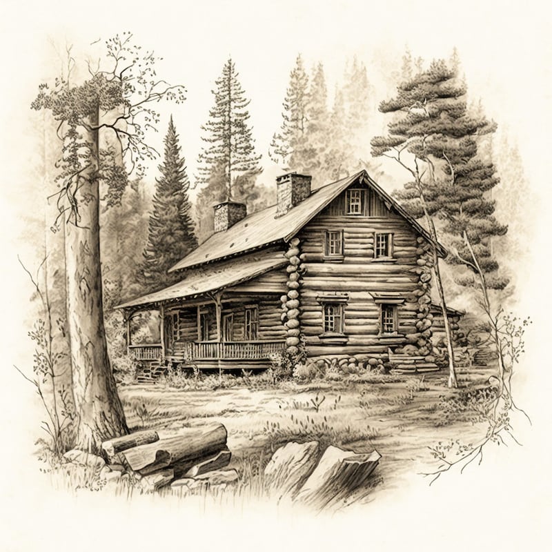 Log Cabin Art - Etsy