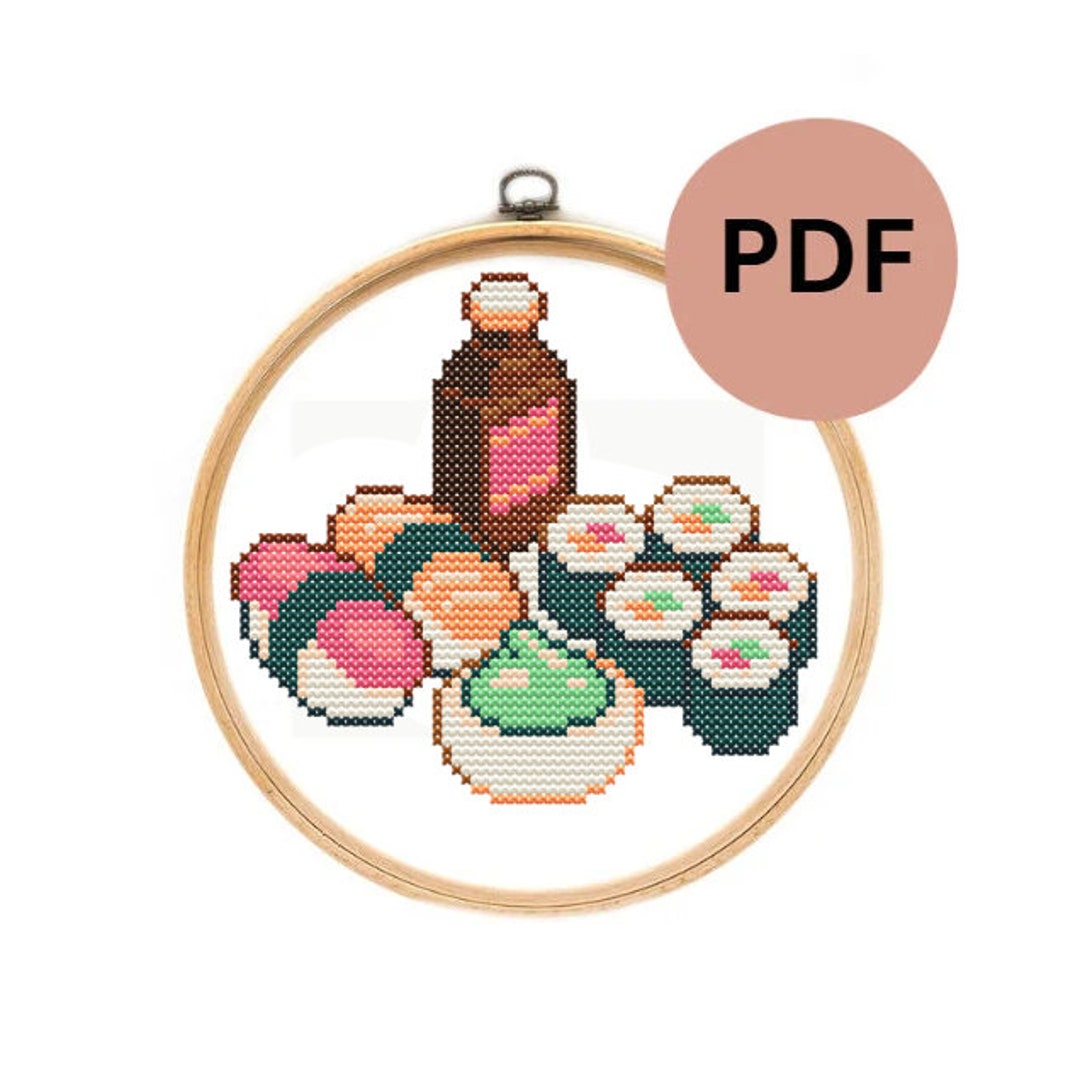 Cross Stitch Pattern Pdf Sushi Cross Stitch Pattern Pdf Cross Stitch ...
