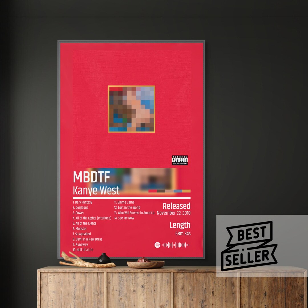 My Beautiful Dark Twisted Fantasy Kanye West Poster Album MBDTF Kanye ...