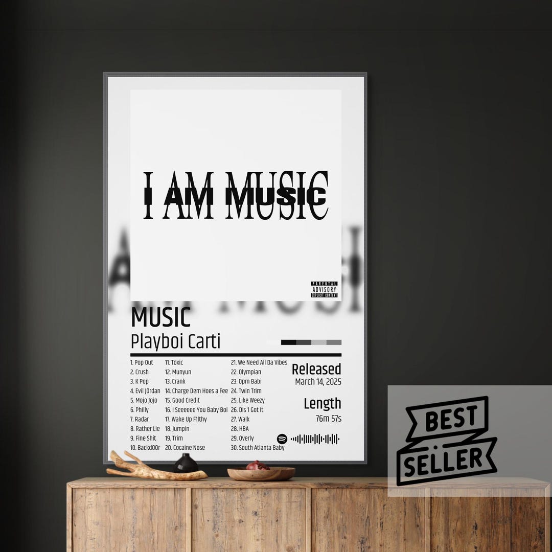 I AM MUSIC Playboi Carti Poster Album Cover Music Room Decor Gift ...